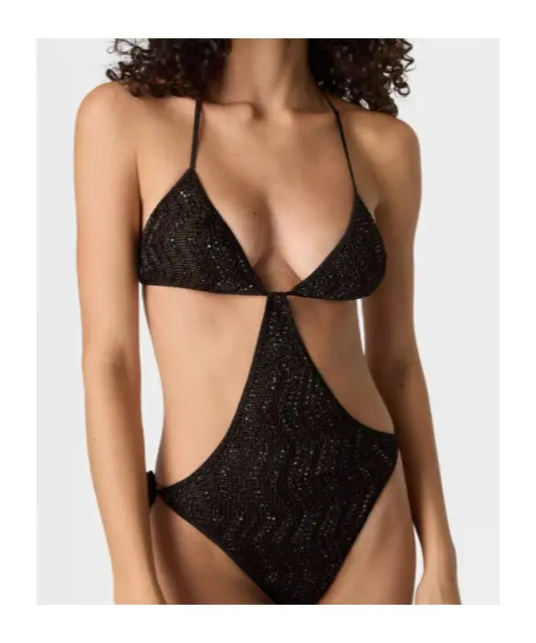 Missoni Sequined Zigzag Mesh One-piece Swimsuit - Brown