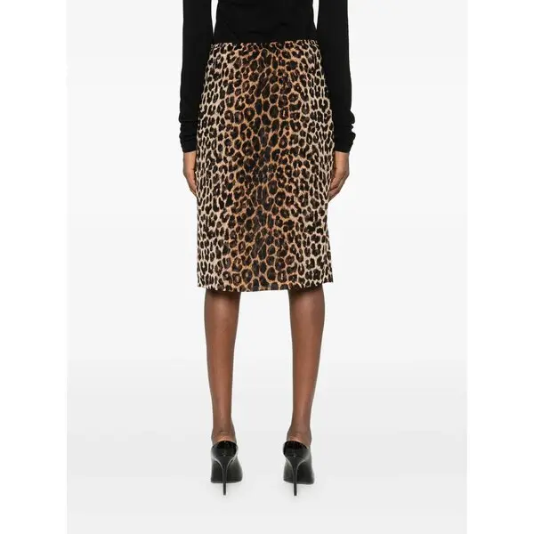 Saint Laurent Mid-rise Leopard Print Midi Skirt