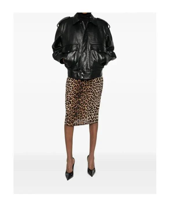 Saint Laurent Mid-rise Leopard Print Midi Skirt