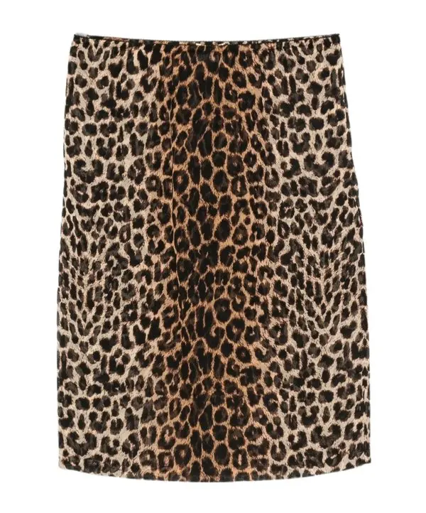 Saint Laurent Leopard Print Midi Skirt - No