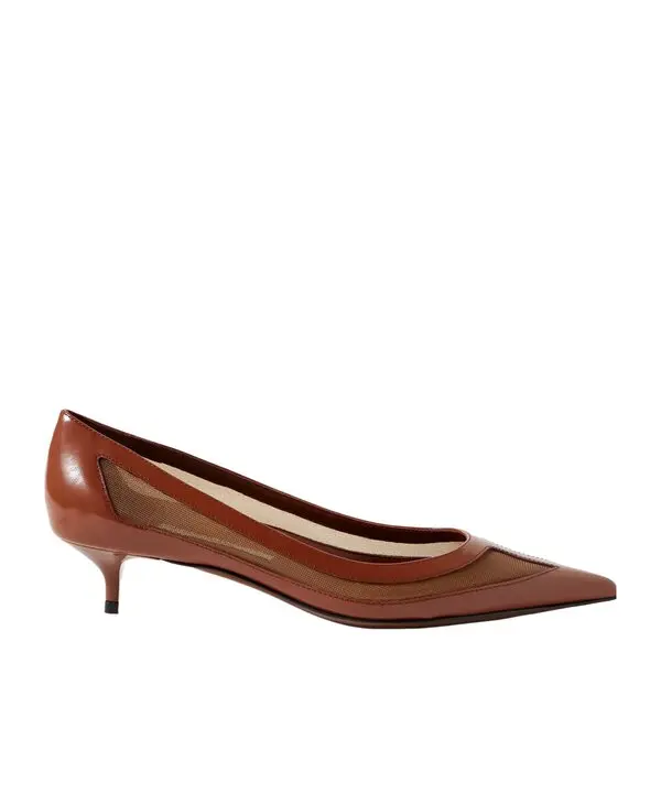 JIMMY CHOO Amelia 30 Mesh-trimmed Leather Pumps