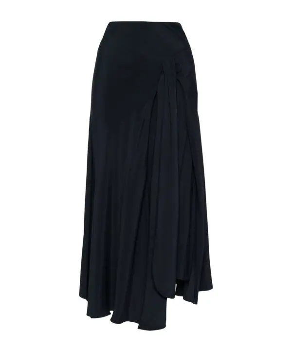 Victoria Beckham Asymmetric Crepe Midi Skirt - Black
