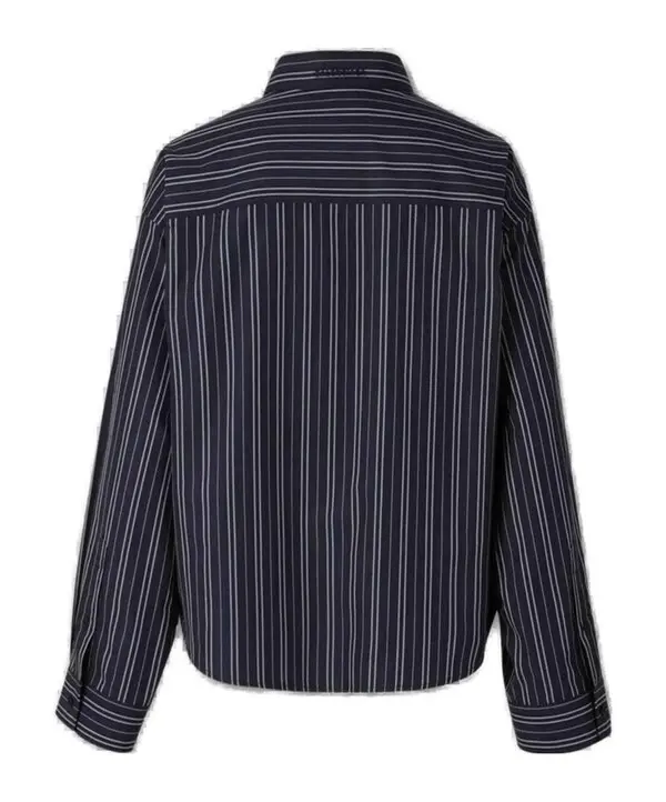 Balenciaga Pinstriped Long-sleeve Shirt With Lapel Collar
