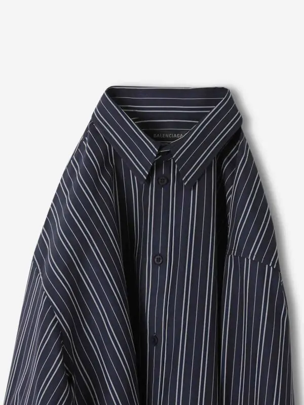 Balenciaga Pinstriped Long-sleeve Shirt With Lapel Collar