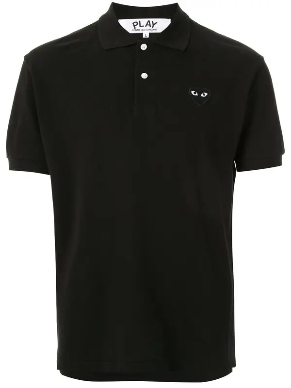 Play Comme Des Garcon Embroidered Logo Polo Shirt - Black