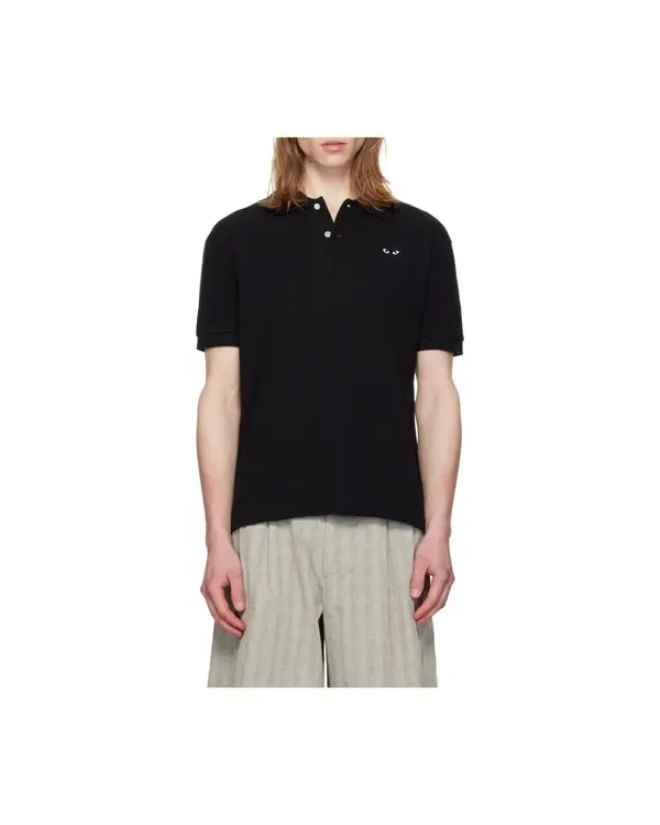 Play Comme Des Garcon Embroidered Logo Polo Shirt - Black