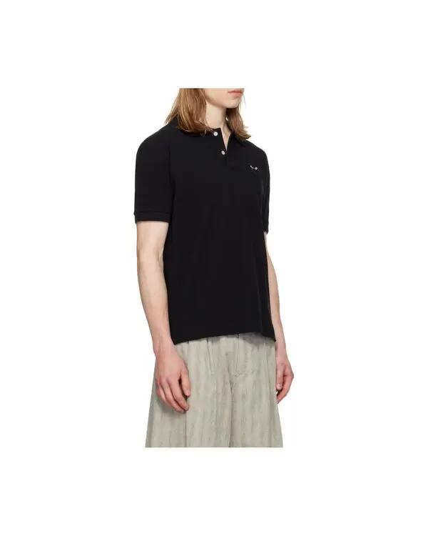 Play Comme Des Garcon Embroidered Logo Polo Shirt - Black