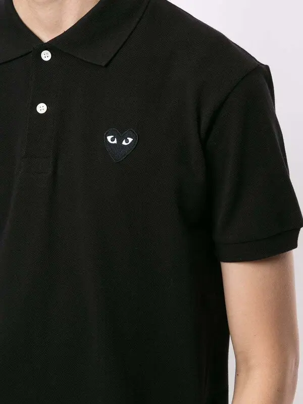 Play Comme Des Garcon Embroidered Logo Polo Shirt - Black