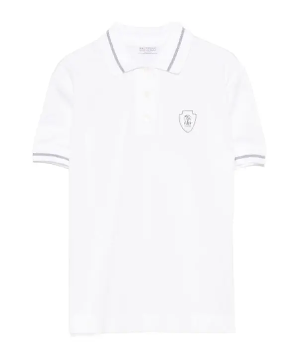 Brunello Cucinelli Logo-print Polo Top - White