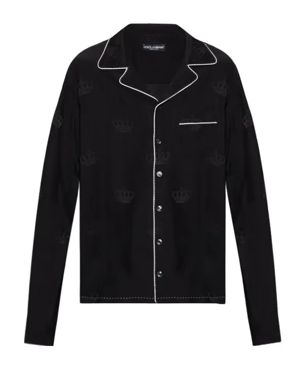 Dolce & Gabbana Dolce Gabbana Contrast-stitch Long-sleeved Pajamas Top - Black