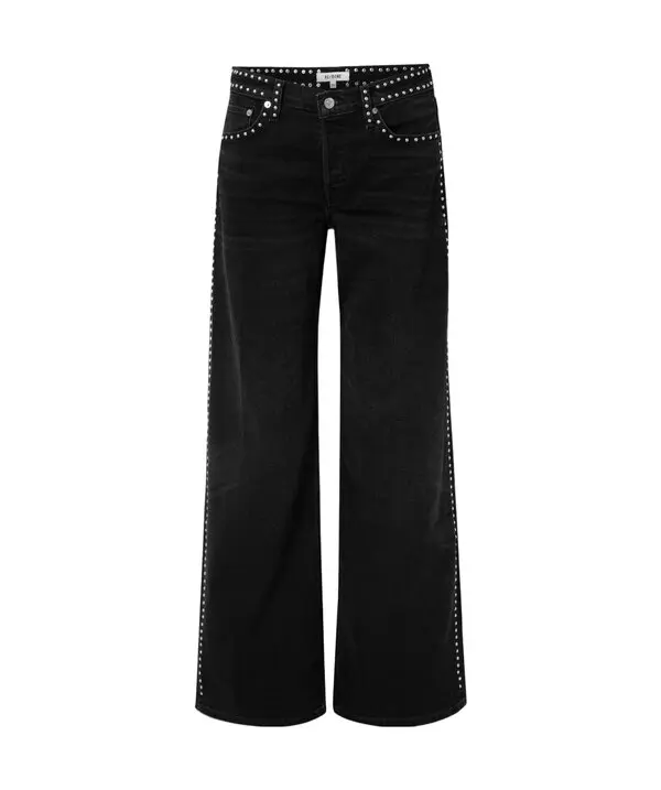 RE/DONE High-rise Flared Jeans With Stud Embellishments - Black