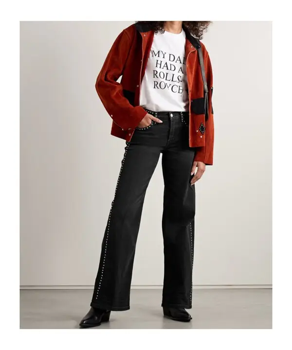 RE/DONE High-rise Flared Jeans With Stud Embellishments - Black