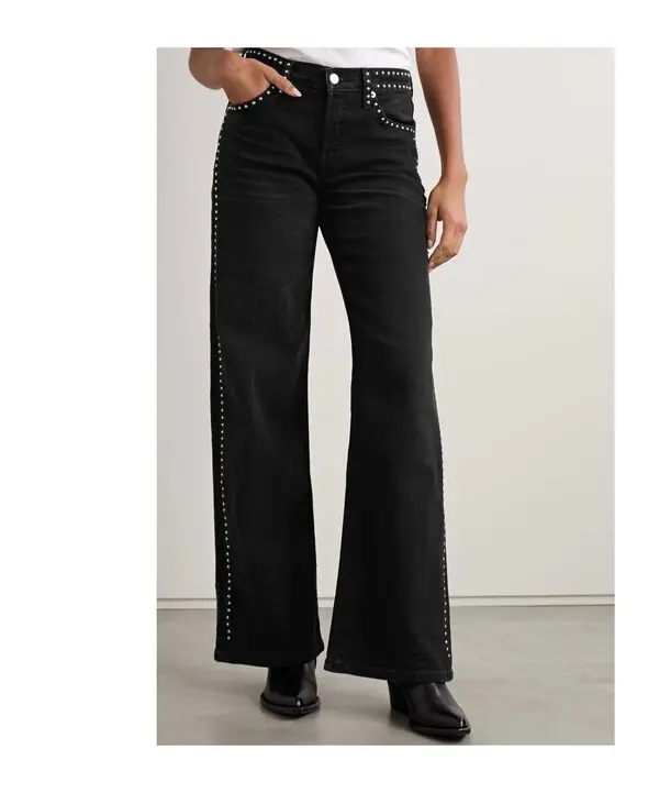 RE/DONE High-rise Flared Jeans With Stud Embellishments - Black