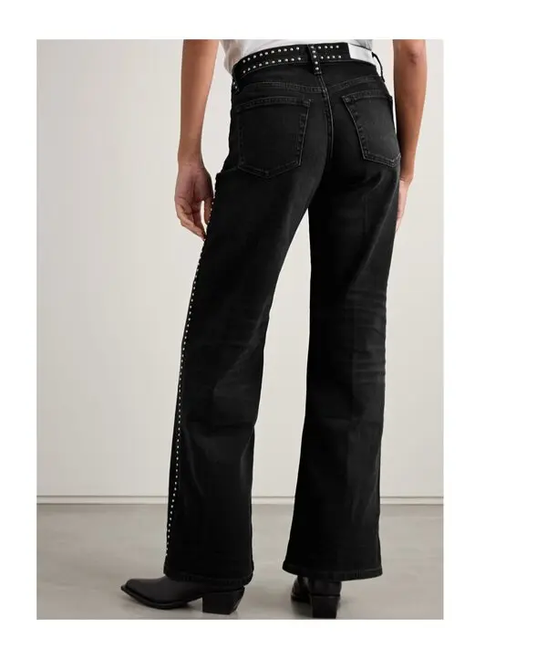 RE/DONE High-rise Flared Jeans With Stud Embellishments - Black