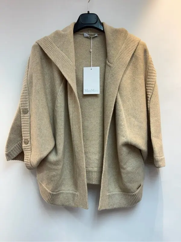 Max Mara Button Detailed Open-front Cardigan - Sand-colored