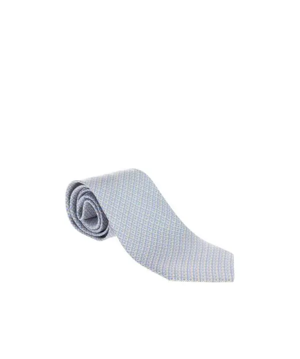 FERRAGAMO Printed Silk Neck Tie - Blue