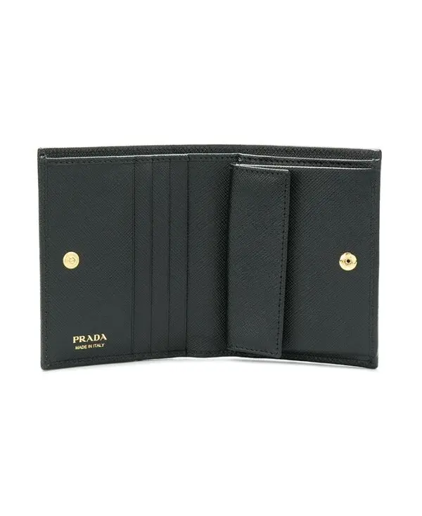 Prada Saffiano Logo Plaque Small Wallet