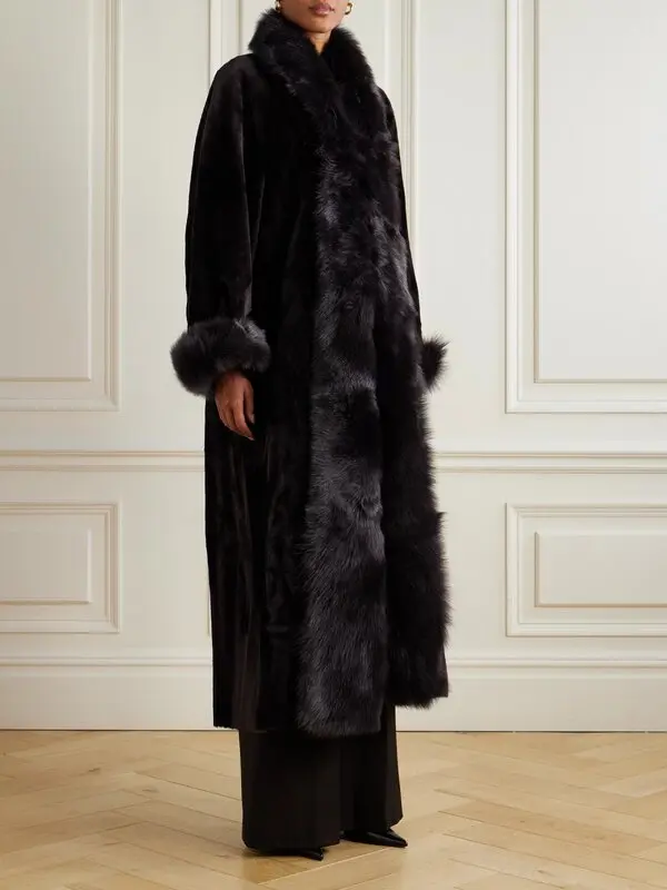 Nour Hammour Long-sleeved Fur Coat