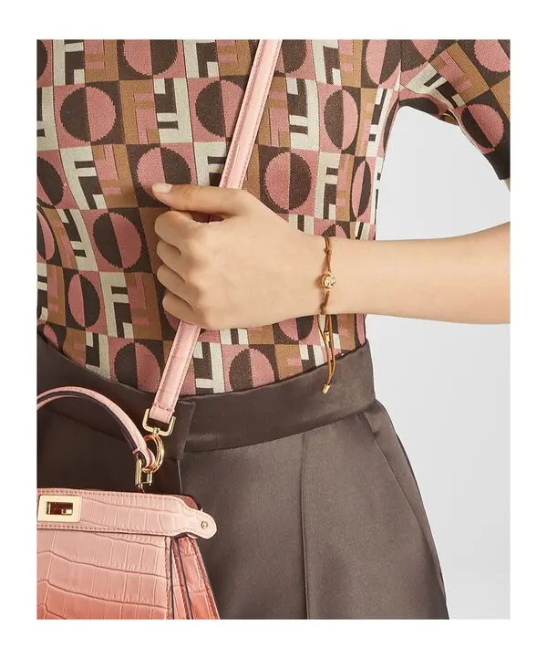 Fendi Sphera Embellished Bracelet - Brown
