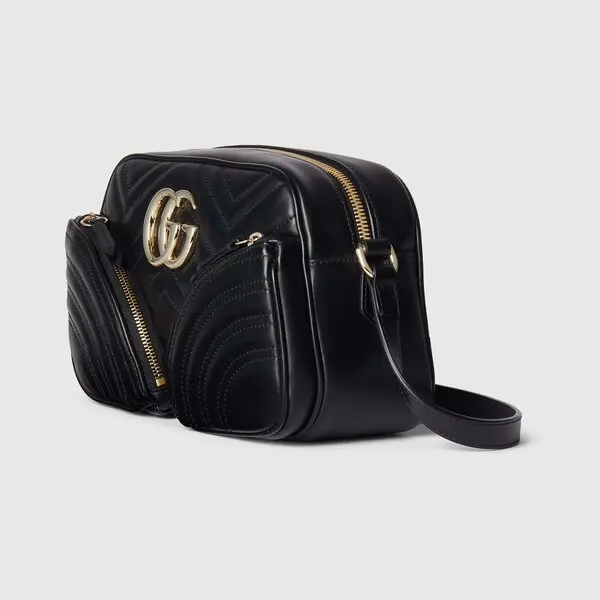 Gucci Logo Plaque Quilted Shoulder Bag - Black