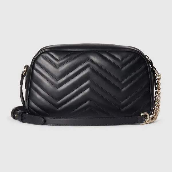 Gucci Logo Plaque Quilted Shoulder Bag - Black