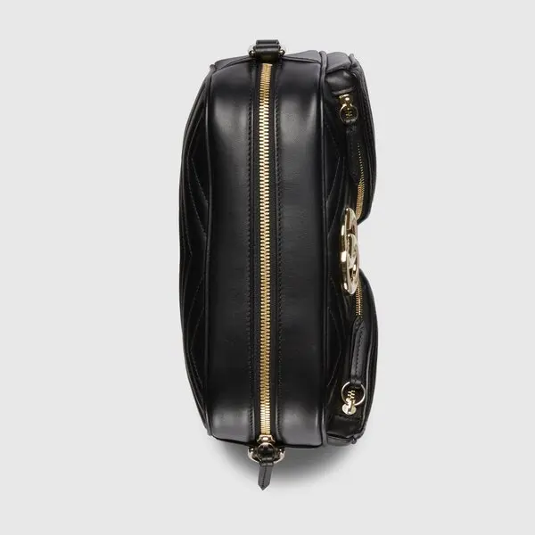Gucci Logo Plaque Quilted Shoulder Bag - Black