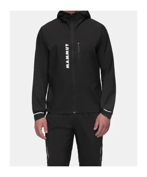 MAMMUT Hooded Logo Print Jacket - Black