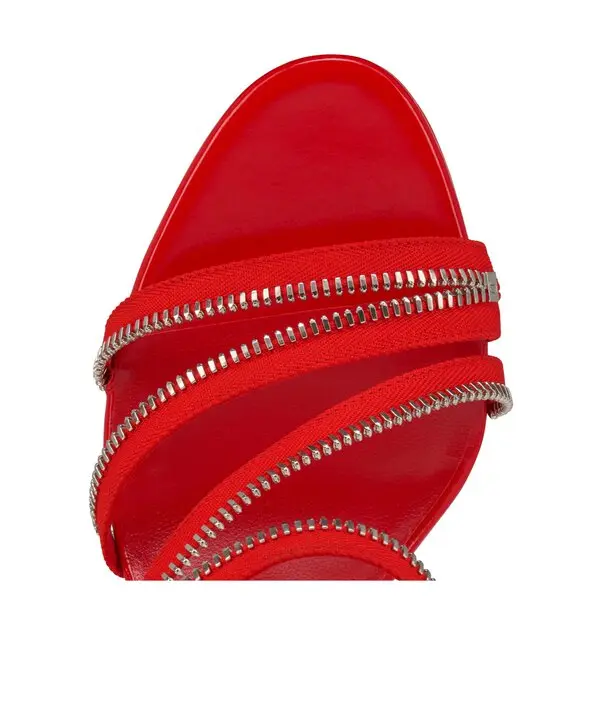 CHRISTIAN LOUBOUTIN Stiletto Slingback Sandals With Faux Zipper Detail