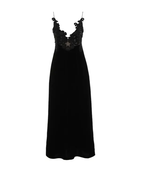 Zimmermann Floral Embellished Velvet A-line Midi Dress - Black
