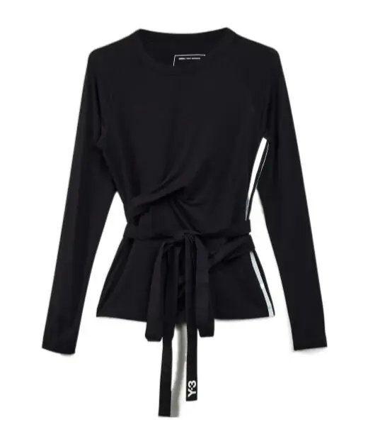 Y3 Long Sleeve Wrap T-shirt With Designer Logo