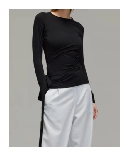 Y3 Long Sleeve Wrap T-shirt With Designer Logo