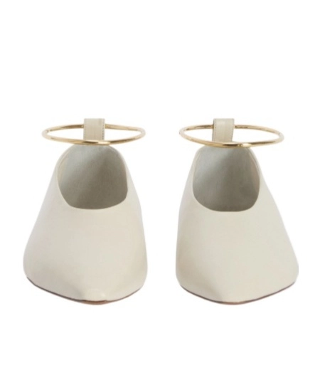 JIL SANDER Pointed Toe Ballerinas With Detachable Metal Anklet - Bone