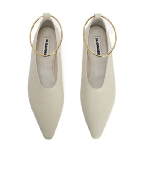 JIL SANDER Pointed Toe Ballerinas With Detachable Metal Anklet - Gu Se