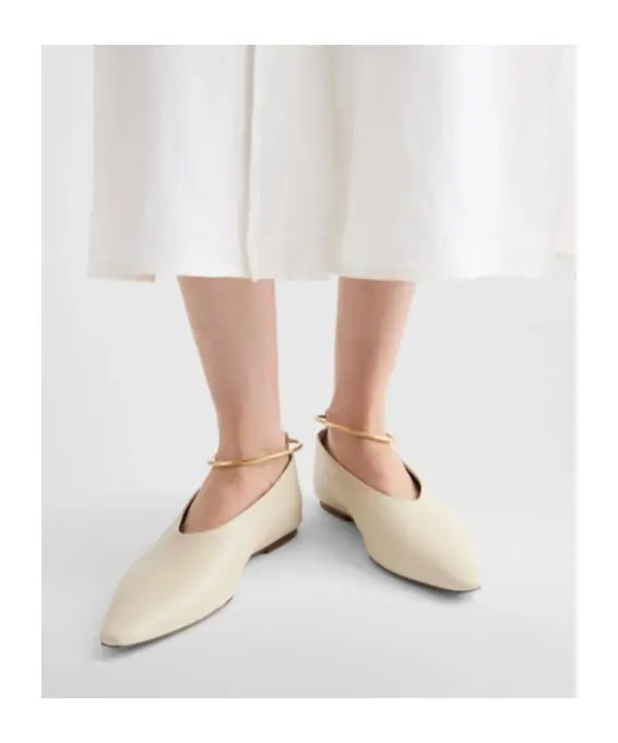 JIL SANDER Pointed Toe Ballerinas With Detachable Metal Anklet - Gu Se