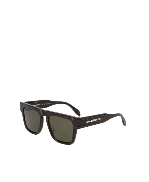 Alexander McQueen Tortoiseshell Logo Square Frame Sunglasses - Green