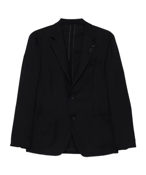 LARDINI Long Sleeve Single-breasted Blazer - Navy