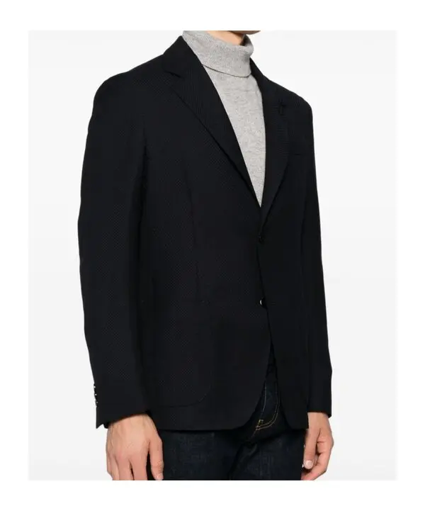 LARDINI Long Sleeve Single-breasted Blazer - Navy