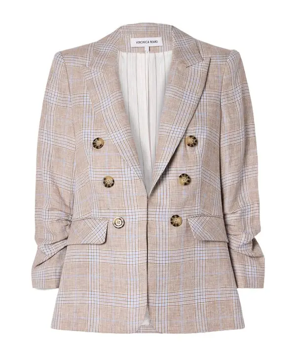 Veronica Beard Beacon Dickey Gathered Checked Blazer - Multi
