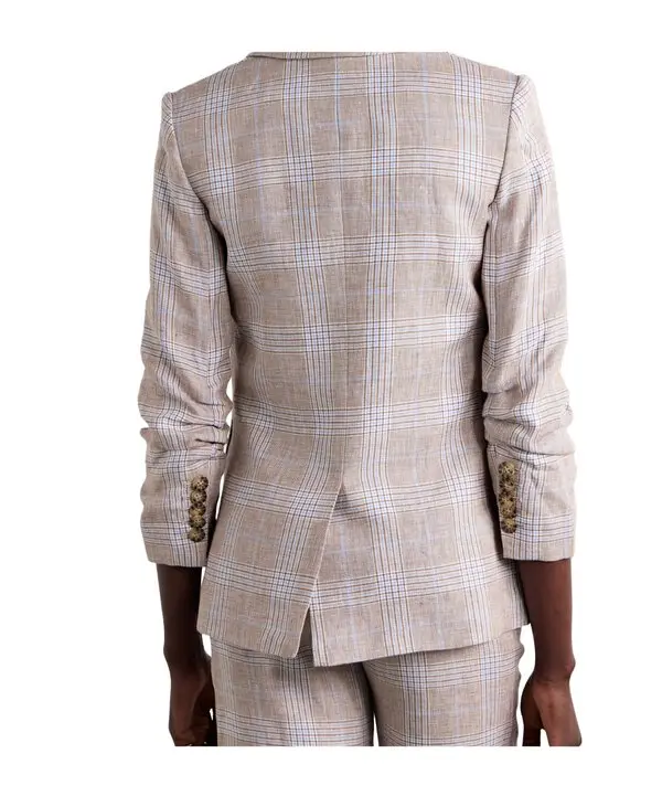 Veronica Beard Beacon Dickey Gathered Checked Blazer - Multi