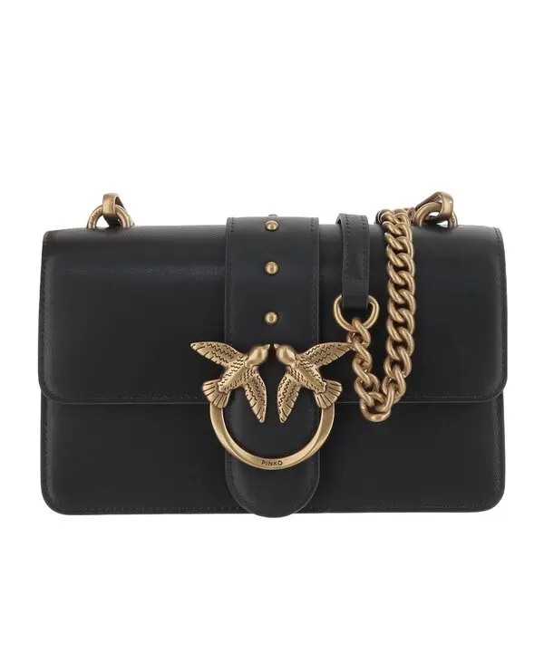 Pinko Mini Shoulder Bag With Clasp And Chain Strap - Black