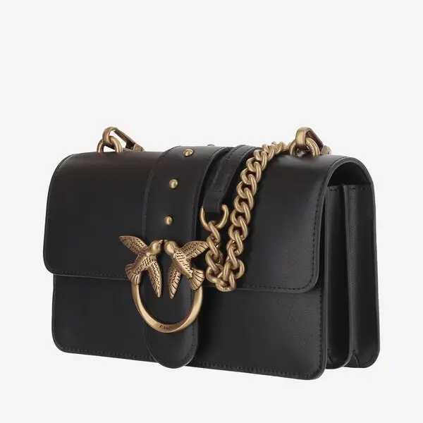 Pinko Mini Shoulder Bag With Clasp And Chain Strap - Black