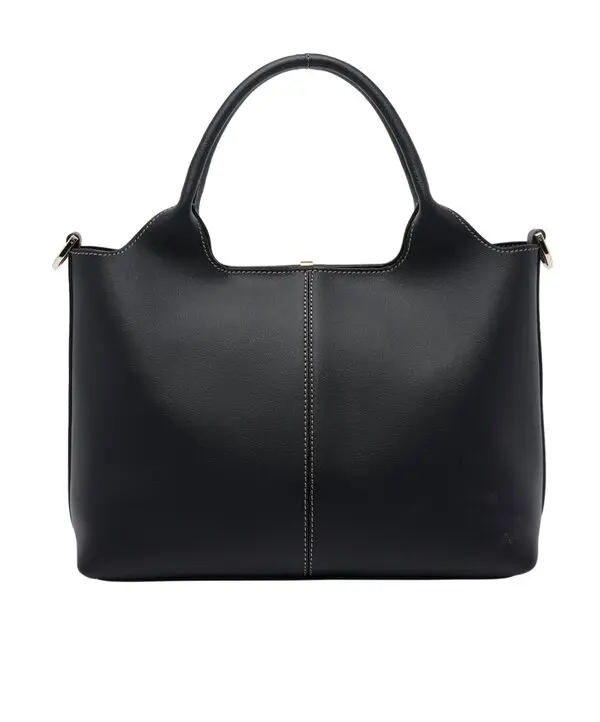 TOD'S Logo Detailed Top Handle Bag - Black