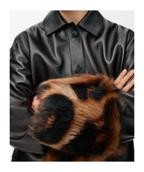 Loewe Leather Jacket With Fur Cuffs - Black