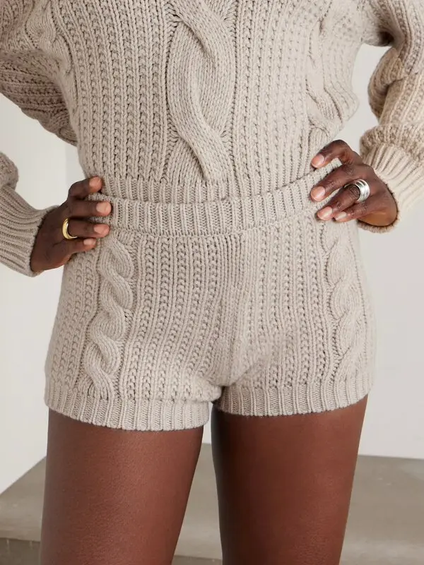 Magda Butrym Cashmere Cable-knit High-waisted Shorts