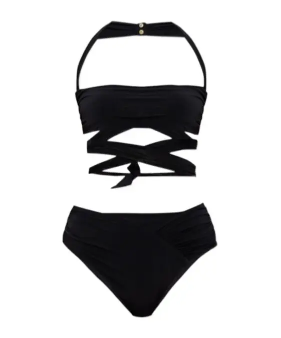 Balmain Halterneck Wrap Bikini - Black