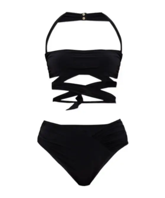 Balmain Two Piece Swimsuit With Wrap Detail - Black