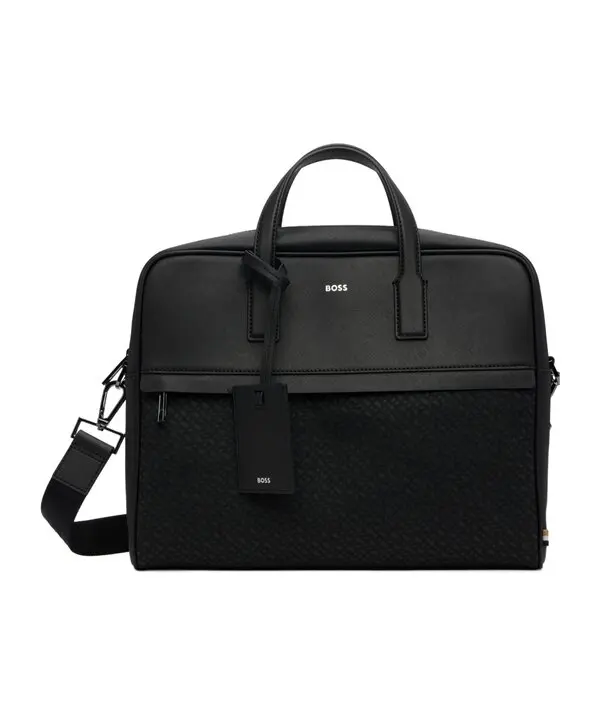 Hugo Boss Logo Plaque Top-handle Briefcase - Black