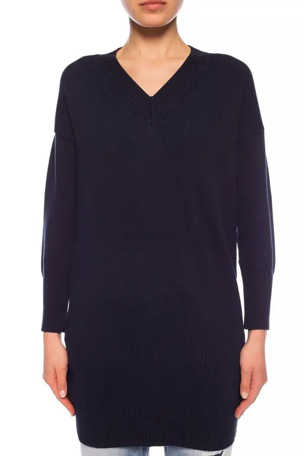 Kenzo Navy Blue Logo Knitted Dress - Black