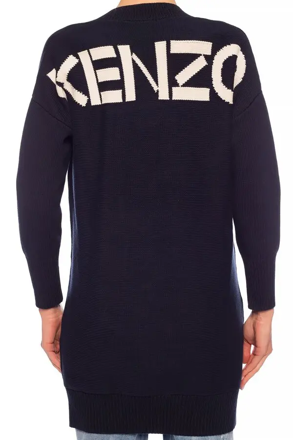 Kenzo Navy Blue Logo Knitted Dress - Black