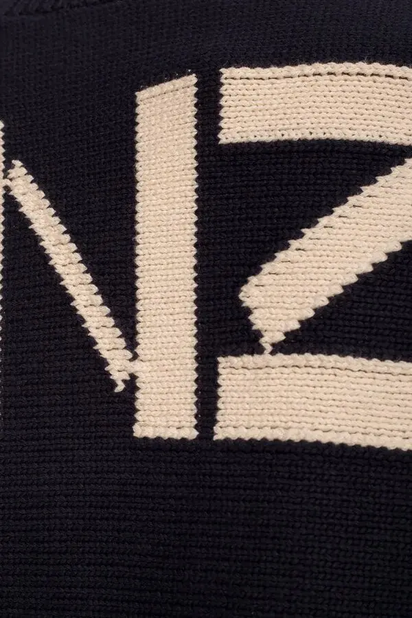 Kenzo Navy Blue Logo Knitted Dress - Black